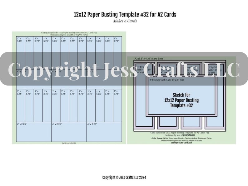 Card Sketches and Paper Busting Templates for 12x12 Paper and A2 Cards ...