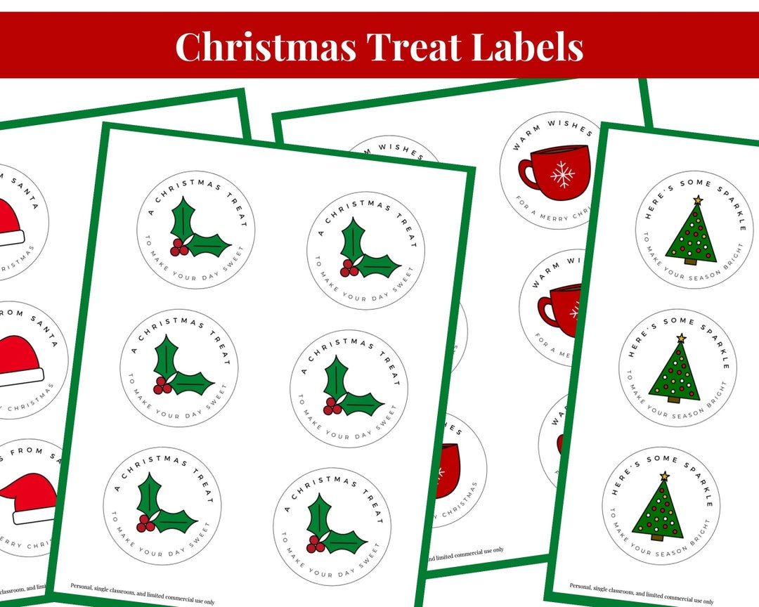 Christmas Treat Tags for Kids Printable Christmas Party Favors Winter ...