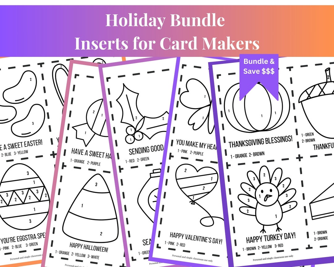 Printable Card Inserts Holiday Bundle Games & Activities for Inside ...