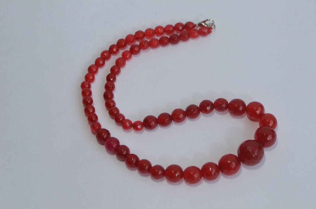 Vintage Natural Red Jade Jadeite Bead Faceted Graduated Necklace 16" - Etsy
