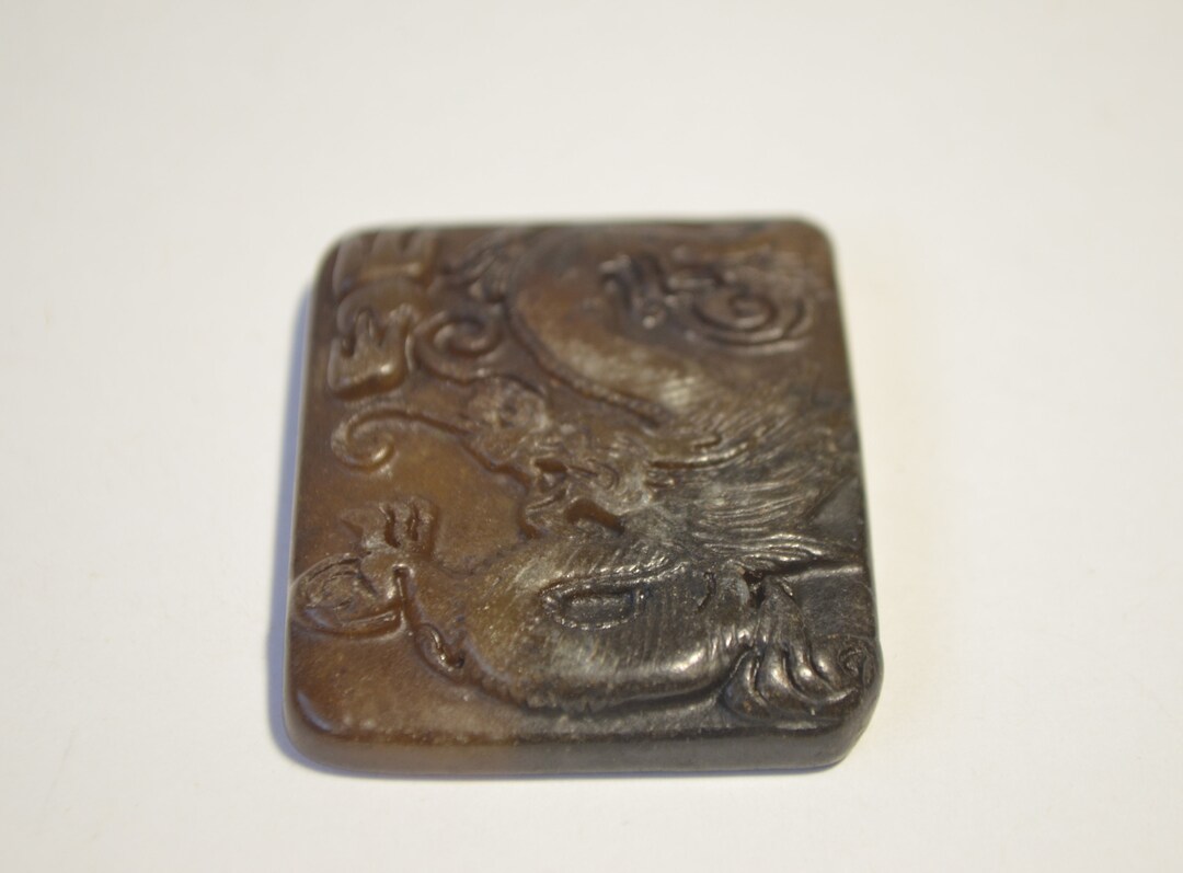 Vintage Natural Genuine Brown Jade Jadeite Hand Carved Phoenix Dragon ...