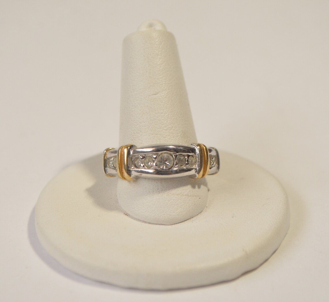 Vintage 18K GE Gold Silver Cubic Zirconia Unisex Ring Size | Etsy