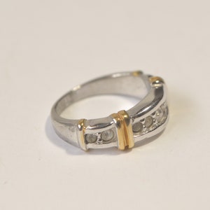 Vintage 18K GE Gold Silver Cubic Zirconia Unisex Ring Size 7.25 - Etsy