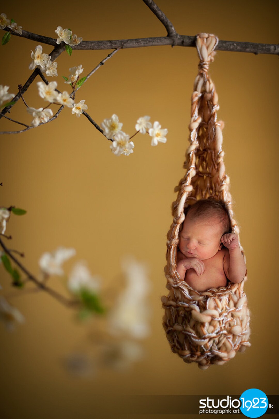 Knitting Pattern Hanging Newborn Baby Pouch Picture Tutorial Knitted ...