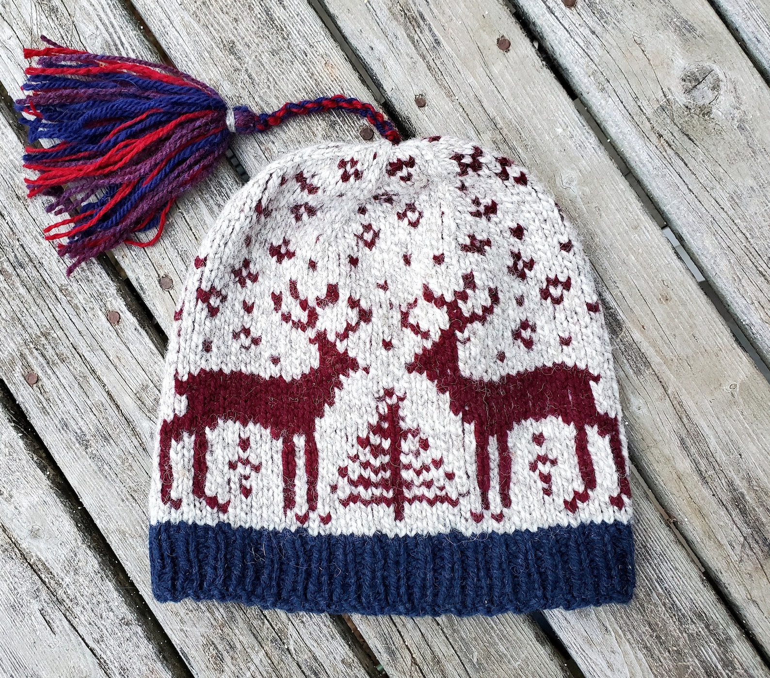 Deer Hat Knitting Pattern Reindeer Fair Isle Toque PDF Pattern - Etsy