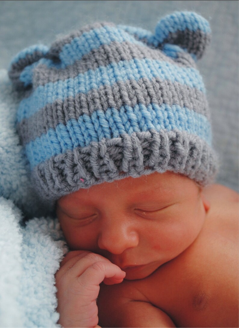 Newborn - Adult Animal Hat Knitting PATTERN Bear Fox Pig Cat Ears Cap ...