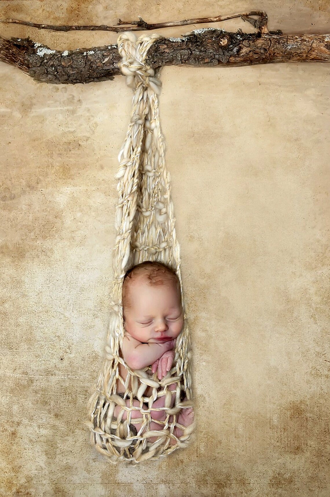 Knitting Pattern Hanging Newborn Baby Pouch Picture Tutorial Knitted ...