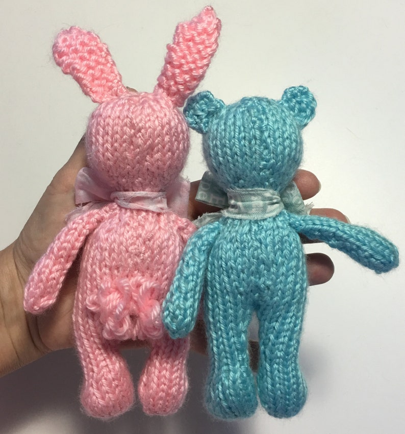 Mini Animal Stuffies Knitting Pattern Small Teddy Bear, Bunny Rabbit ...