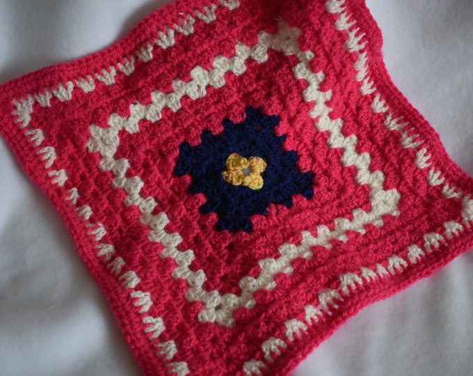Hot Pink Crochet Cat Mat Granny Square Pet Blanket in Bright Pink ...