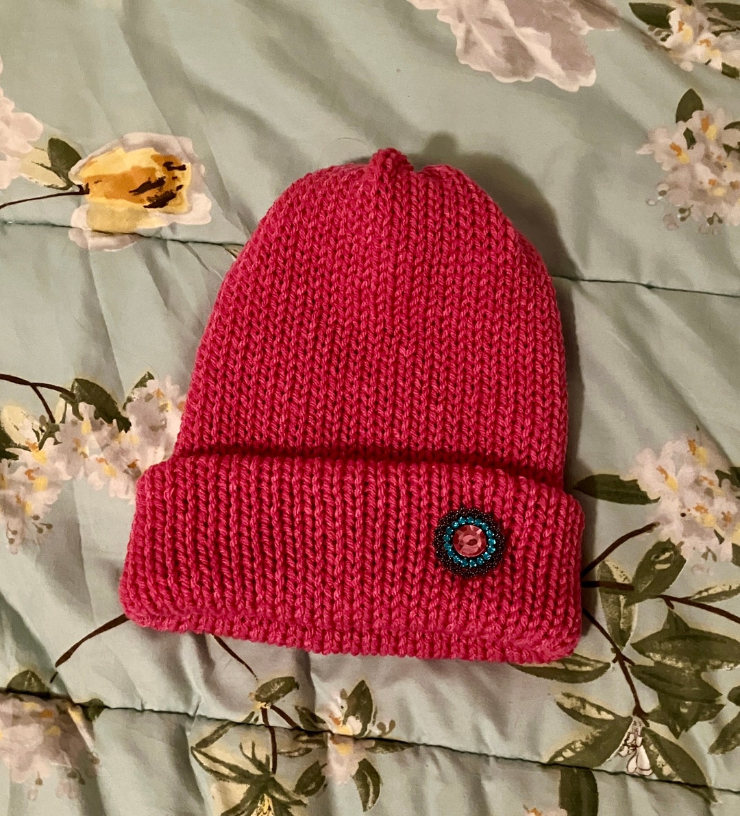 Hot Pink Jeweled Stocking Cap/beanie - Etsy