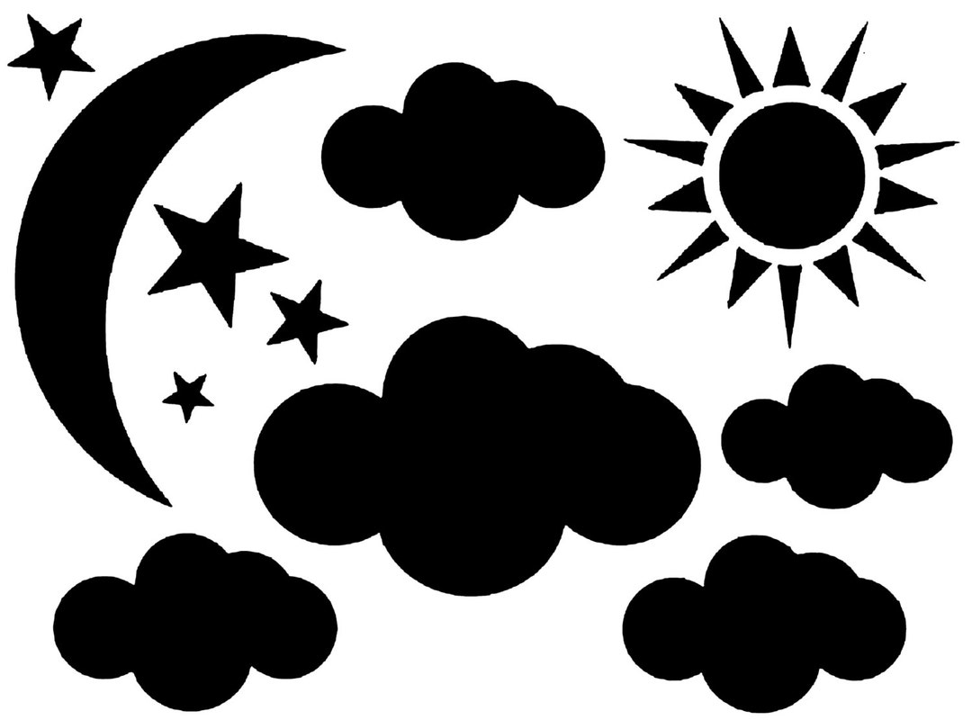 Clouds Sun Moon Stars Vinyl Decal/sticker - Etsy