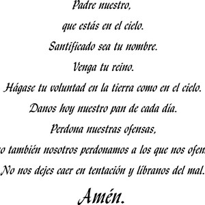 Padre Nuestro Our Father Prayer in Spanish Vinyl Wall Laptop Decal ...
