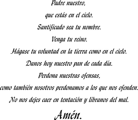 Spanish Our Father Prayer Catholic Padre Nuestro Padre Nuestro Stock
