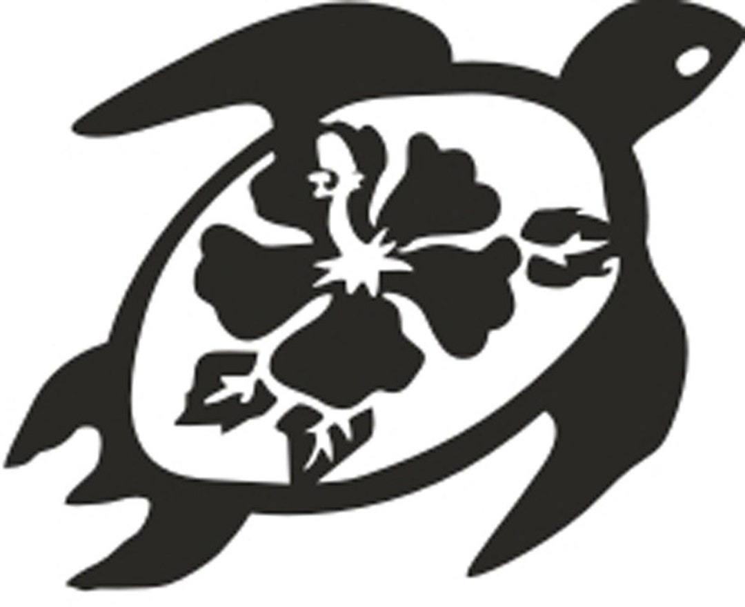 Turtle With Hibiscous Flower Vinyl Decal/sticker - Etsy
