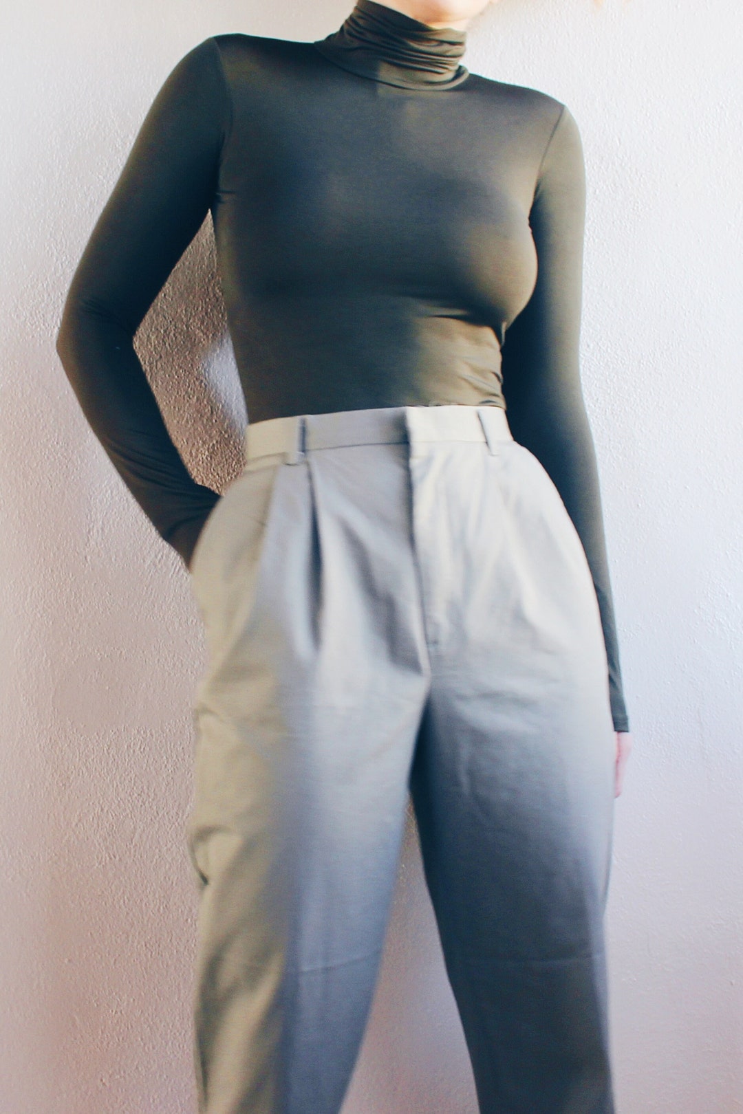 Academic Minimalism: Vintage 90s Green Chic Turtleneck Cafe Graduate ...
