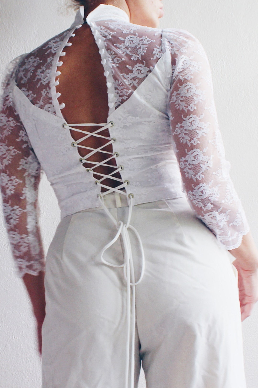 Victorian High Collar Lace Blouse / Edwardian Upcycled Vintage - Etsy