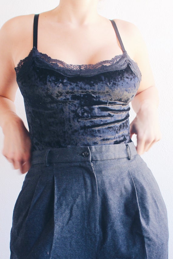 Y2K velvet camisole / Retro Romantic grunge lacewear … - Gem