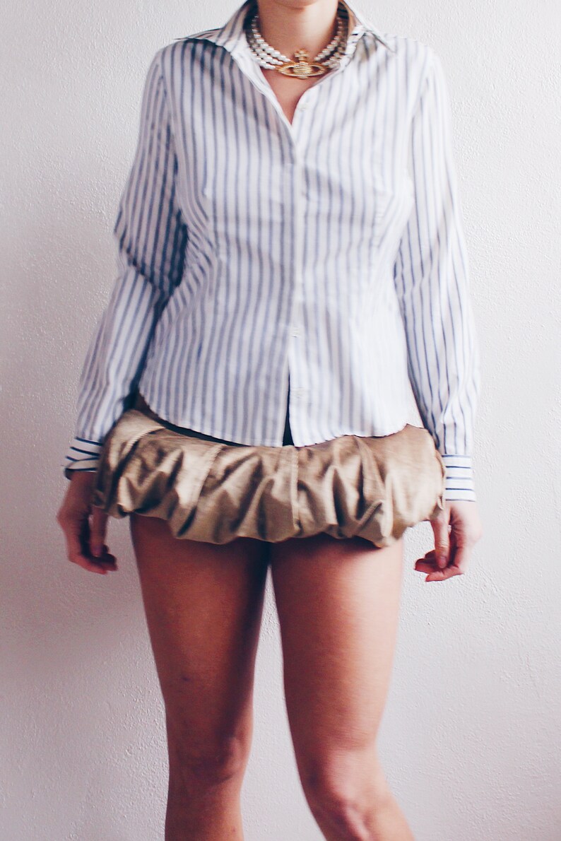 Vintage Y2K White Blue Pinstripe Button-up Shirt Bella Hadid Office Siren Style - Etsy