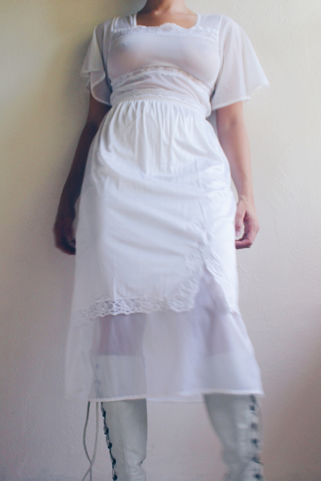 Sultry Sheer White Vintage Nylon Nightgown - American Gothic Coquette ...