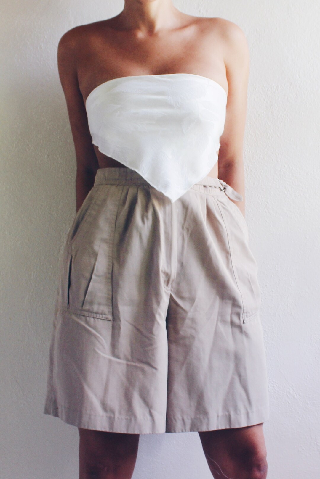 Reworked French Hanky Hem Shirt / White Floral Upcycled Bandeau ...
