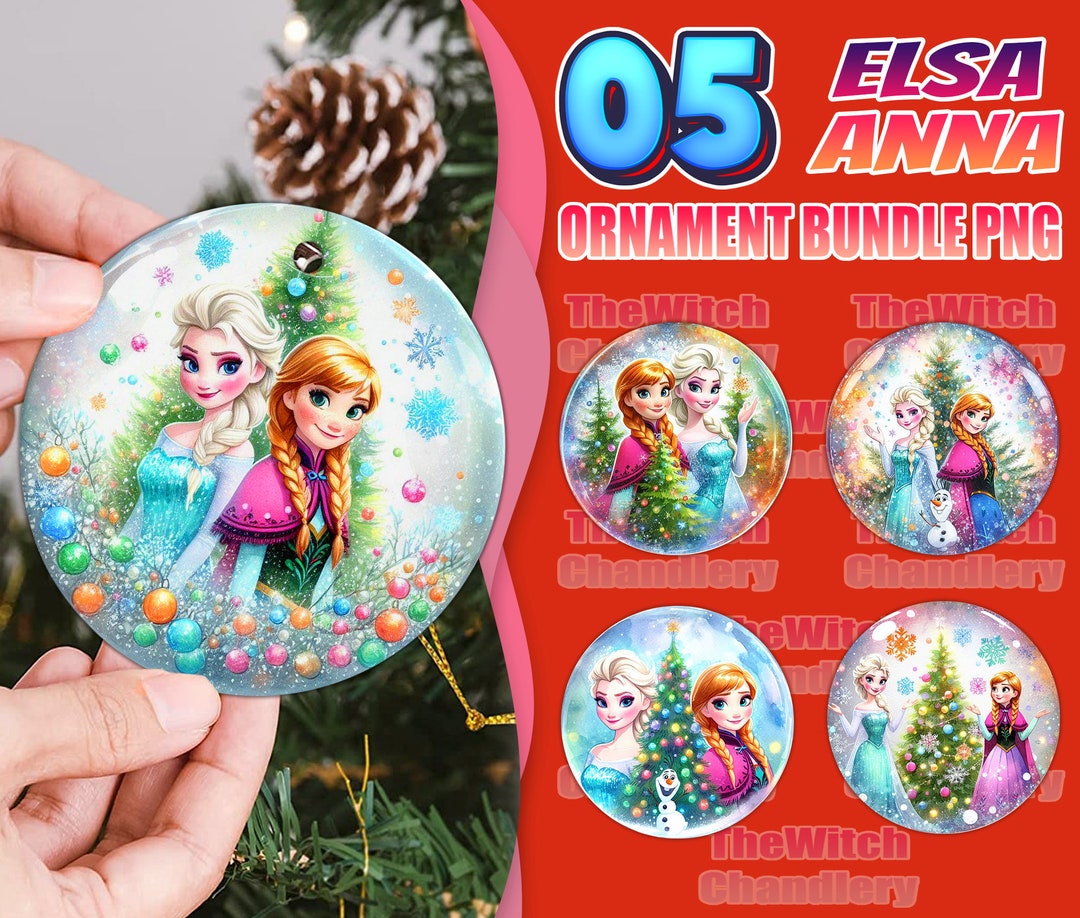 3D Princess Christmas Ornament Bundle PNG, Christmas Cartoon Round ...