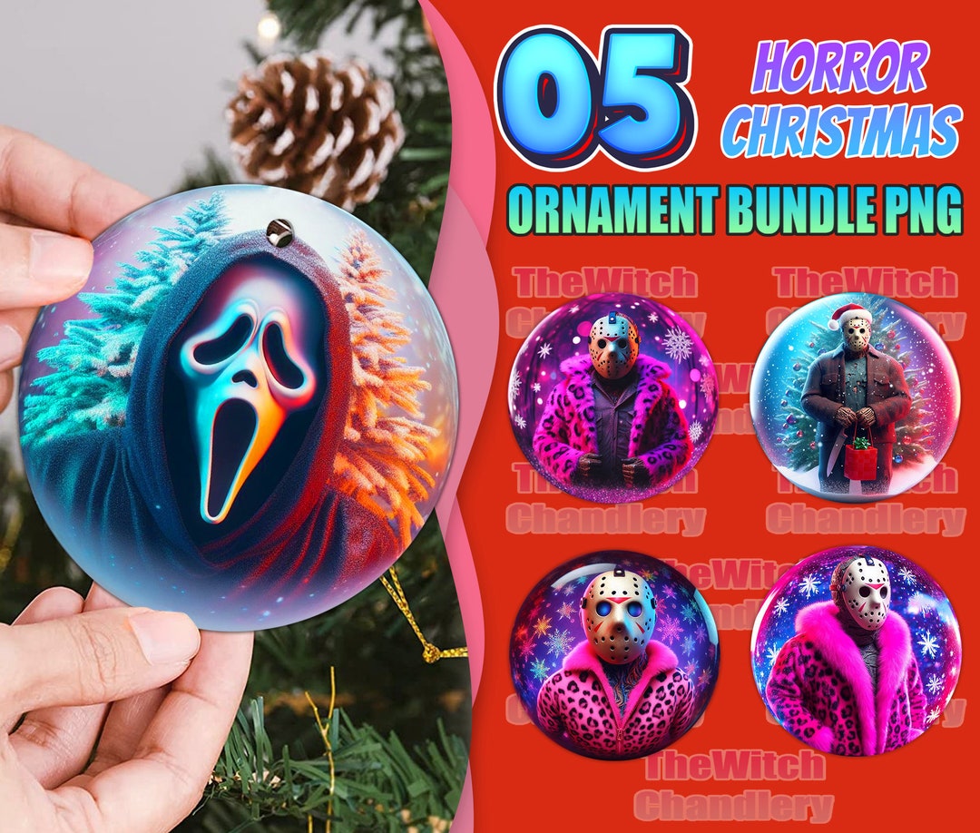 3D Pink Leopard Horror Characters Christmas Ornament Bundle PNG, Horror ...