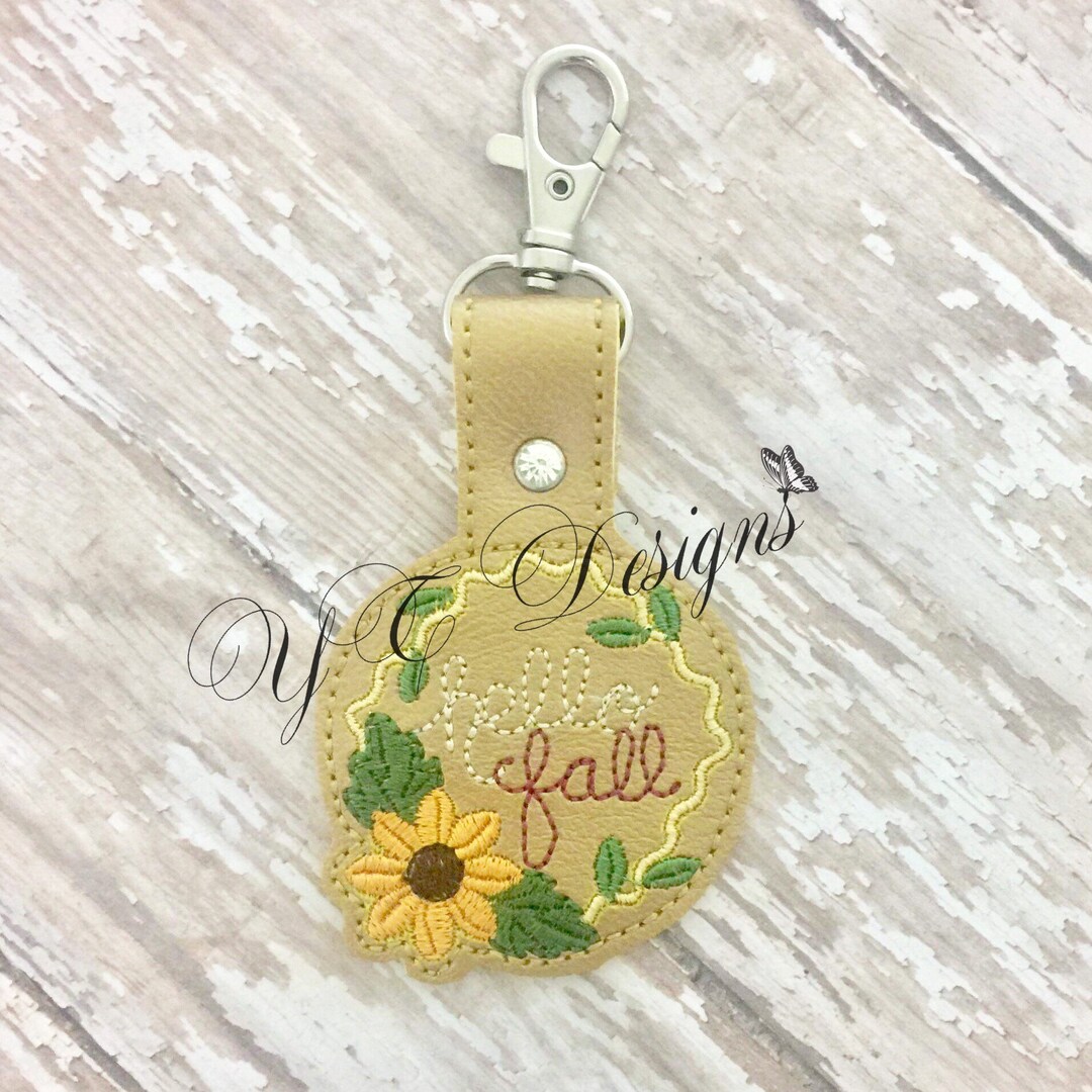Hello Fall Key Fob EMBROIDERY FILE - Etsy