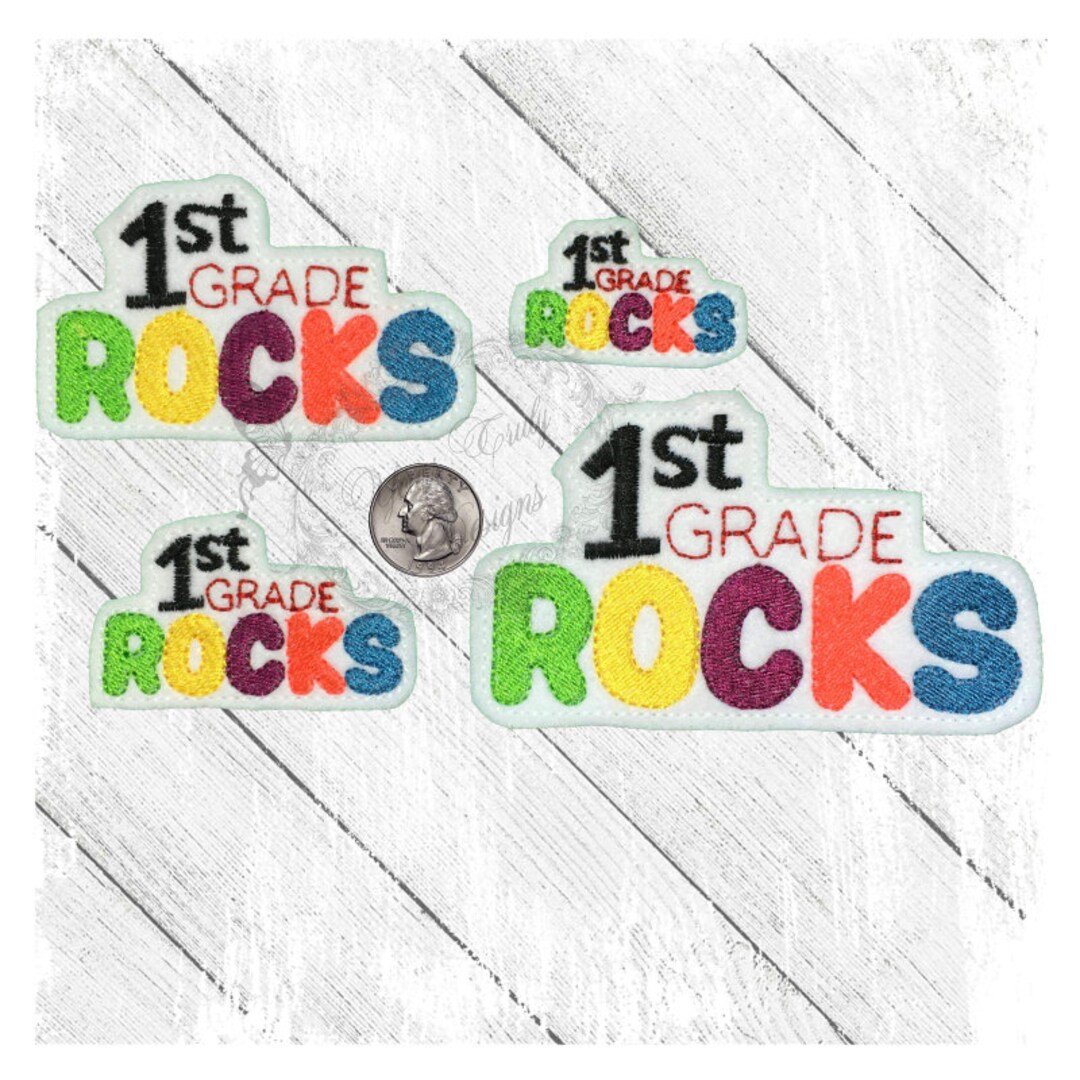 1st Grade Rocks Feltie Embroidery File - Etsy