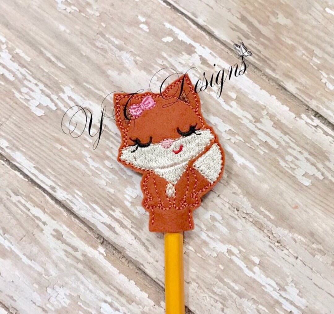 Fox Pencil Topper Roxy EMBROIDERY FILE - Etsy