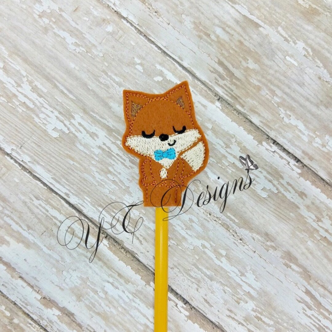 Fox Pencil Topper Roccy EMBROIDERY FILE - Etsy