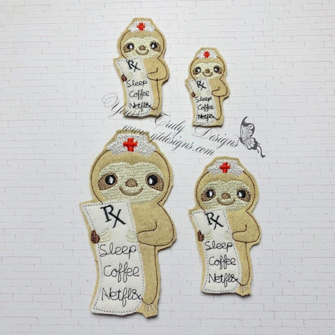 Nurse Sloth Feltie Medical Feltie Embroidery File - Etsy