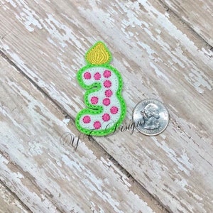 Birthday Number Feltie Candle Number Three Feltie Embroidery File - Etsy