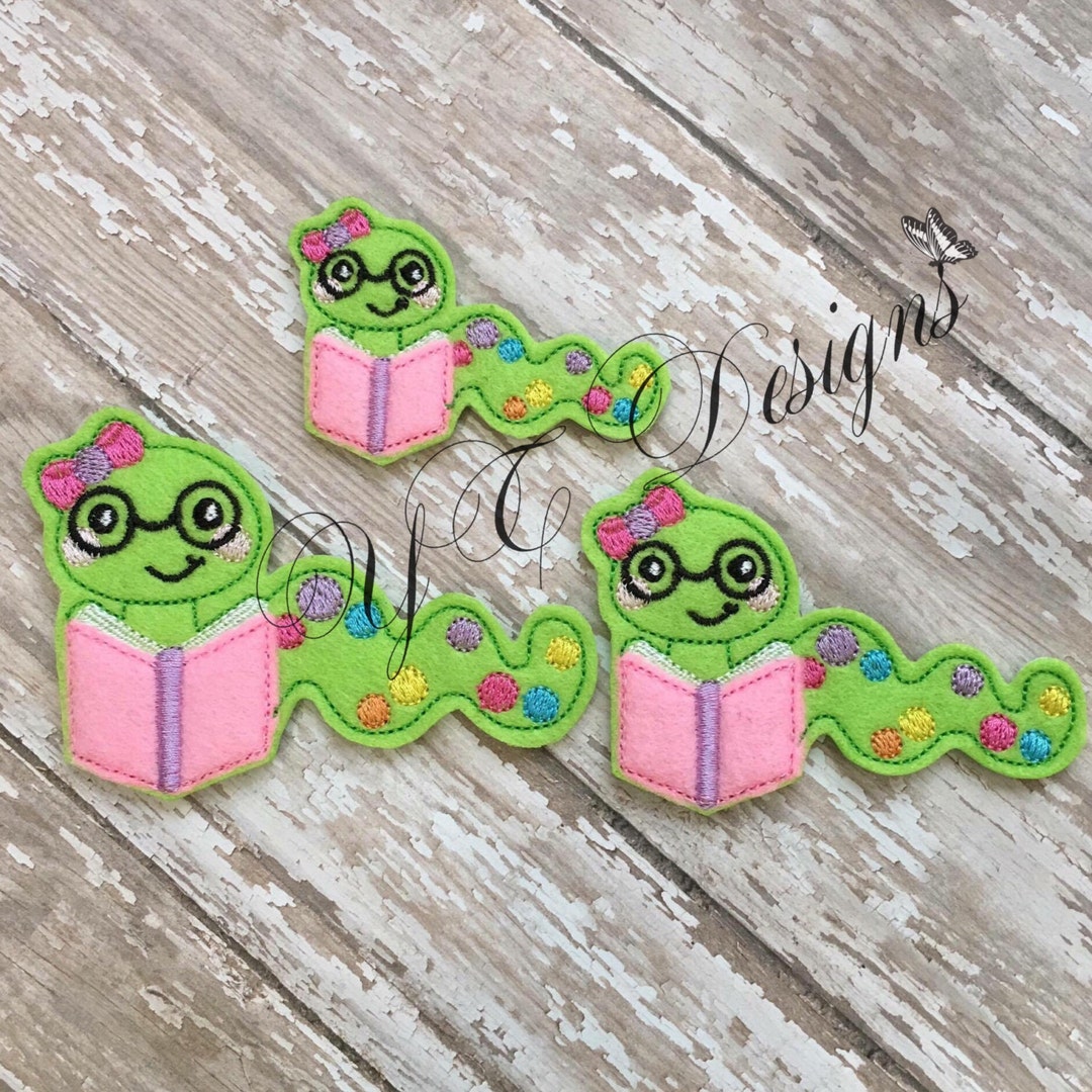 Bookworm Feltie M2M Back to School Feltie Embroidery File - Etsy