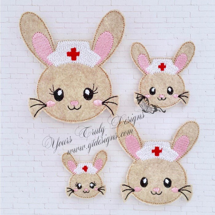 Nurse Bunny Head Feltie Medical Feltie Embroidery File - Etsy