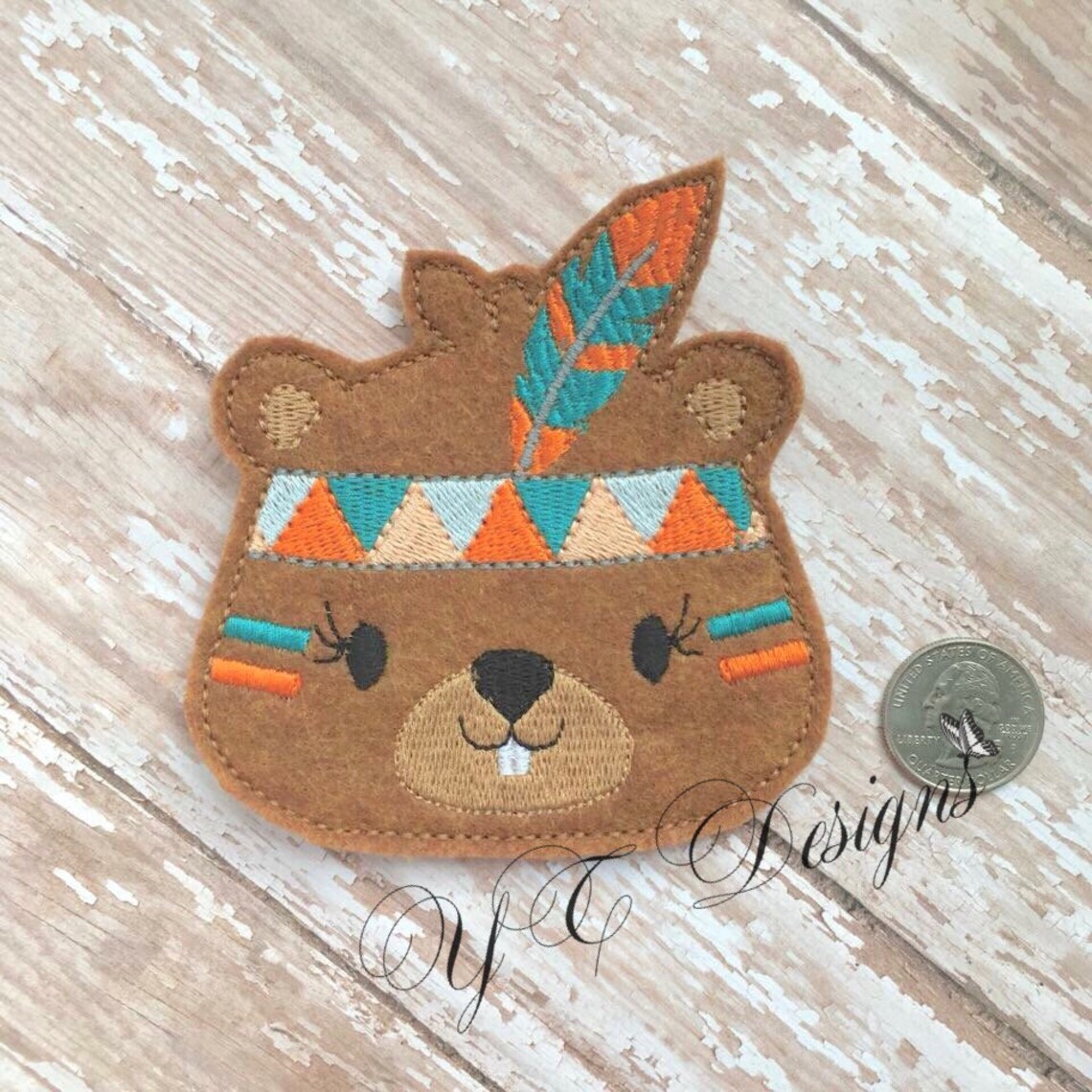 Beaver Feltie Tribal Friend Head Feltie EMBROIDERY FILE - Etsy
