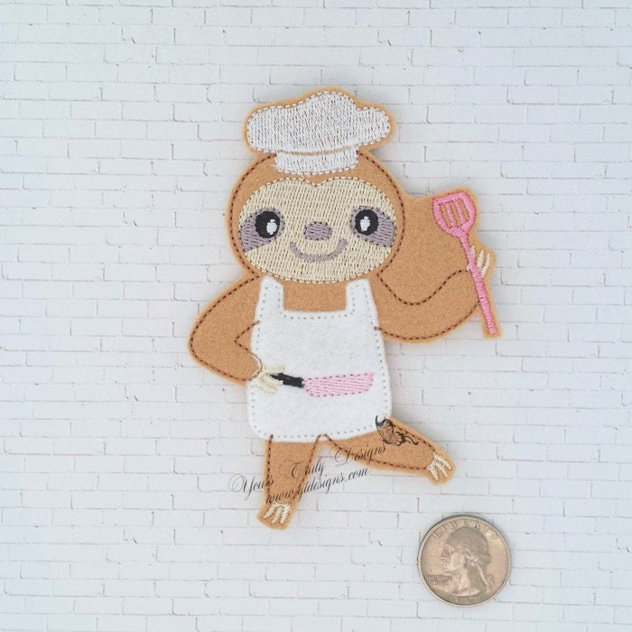 Sloth Baking Planner Cooking Sloth Feltie EMBROIDERY FILE | Etsy