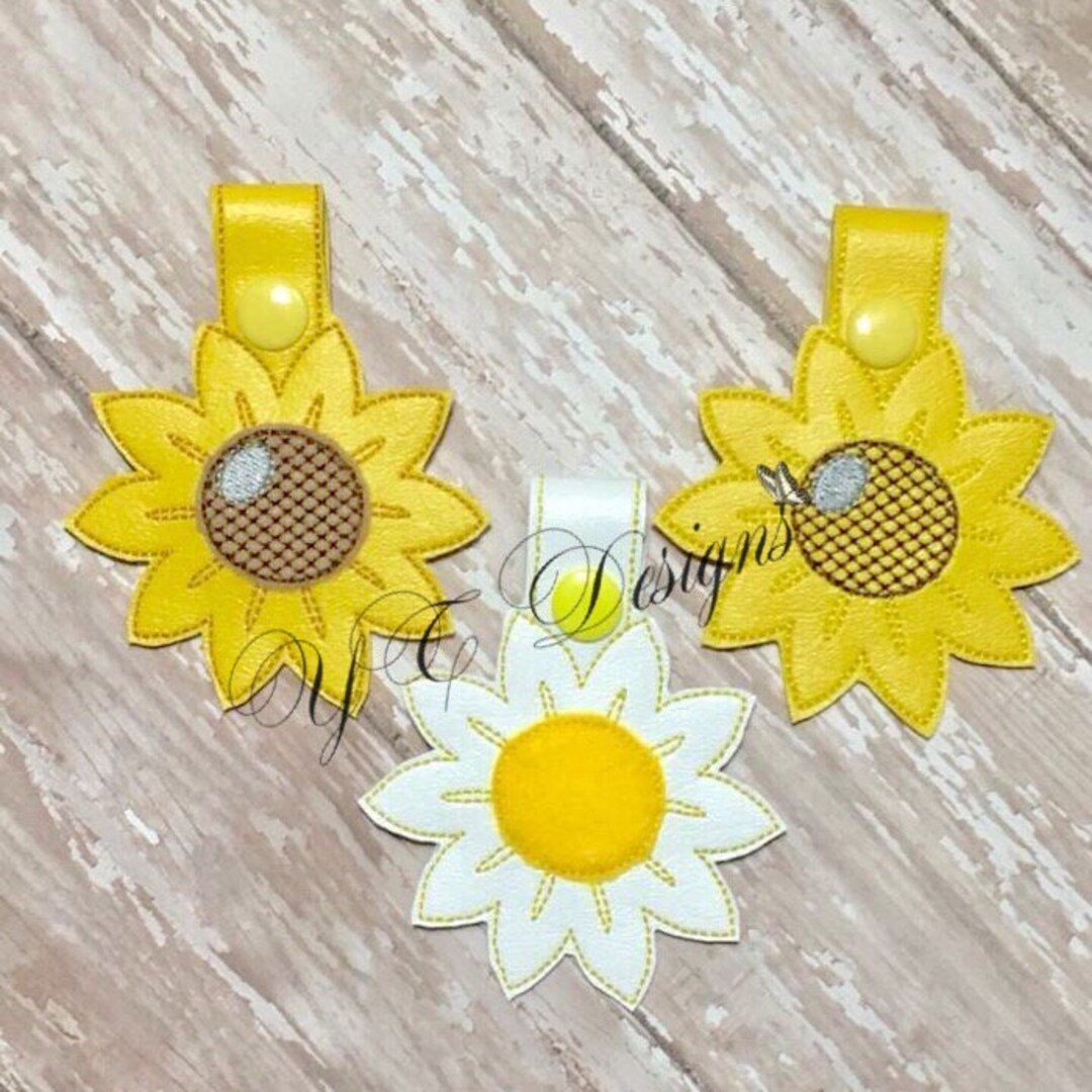 Sunflower Key Fob EMBROIDERY FILE - Etsy