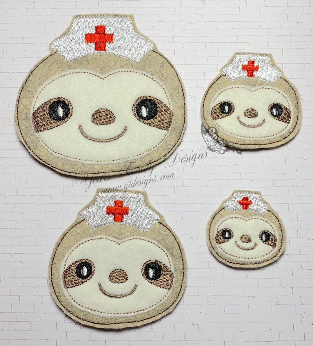 Nurse Sloth Head Feltie Medical Feltie Embroidery File - Etsy