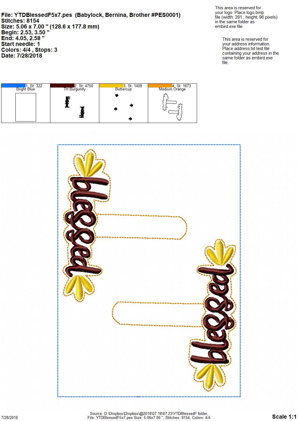Blessed Key Fob EMBROIDERY FILE - Etsy