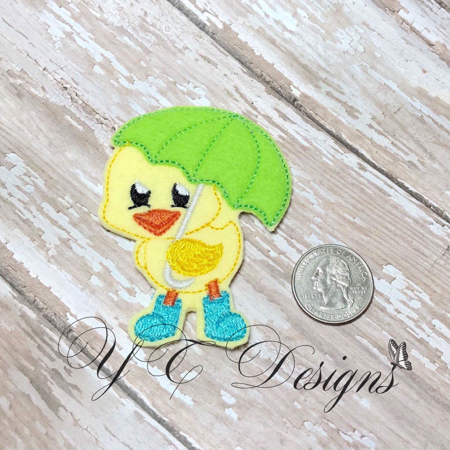 Duck Feltie Spring Duck with Umbrella Feltie Embroidery File | Etsy