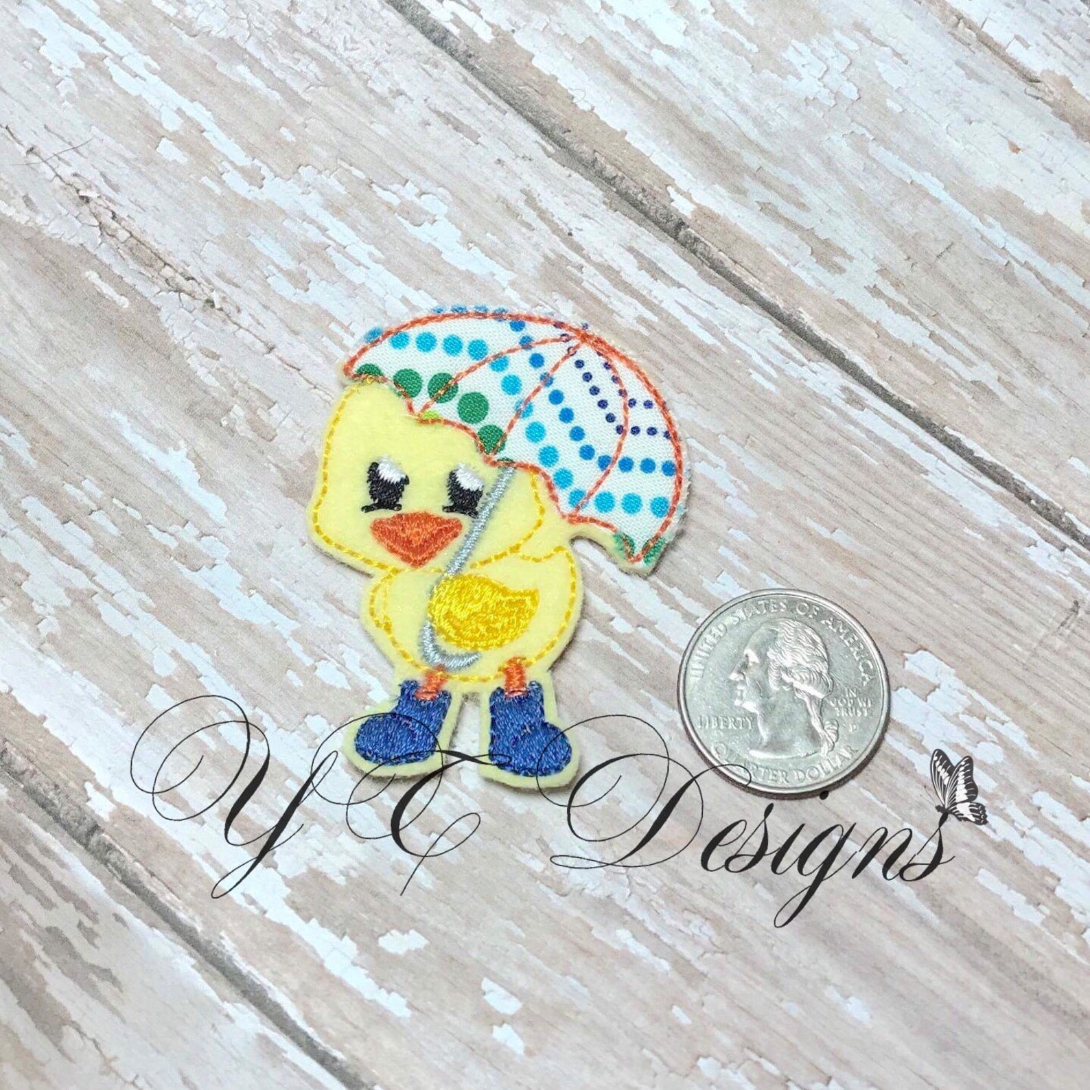 Duck Feltie Spring Duck With Umbrella Feltie Embroidery File | Etsy