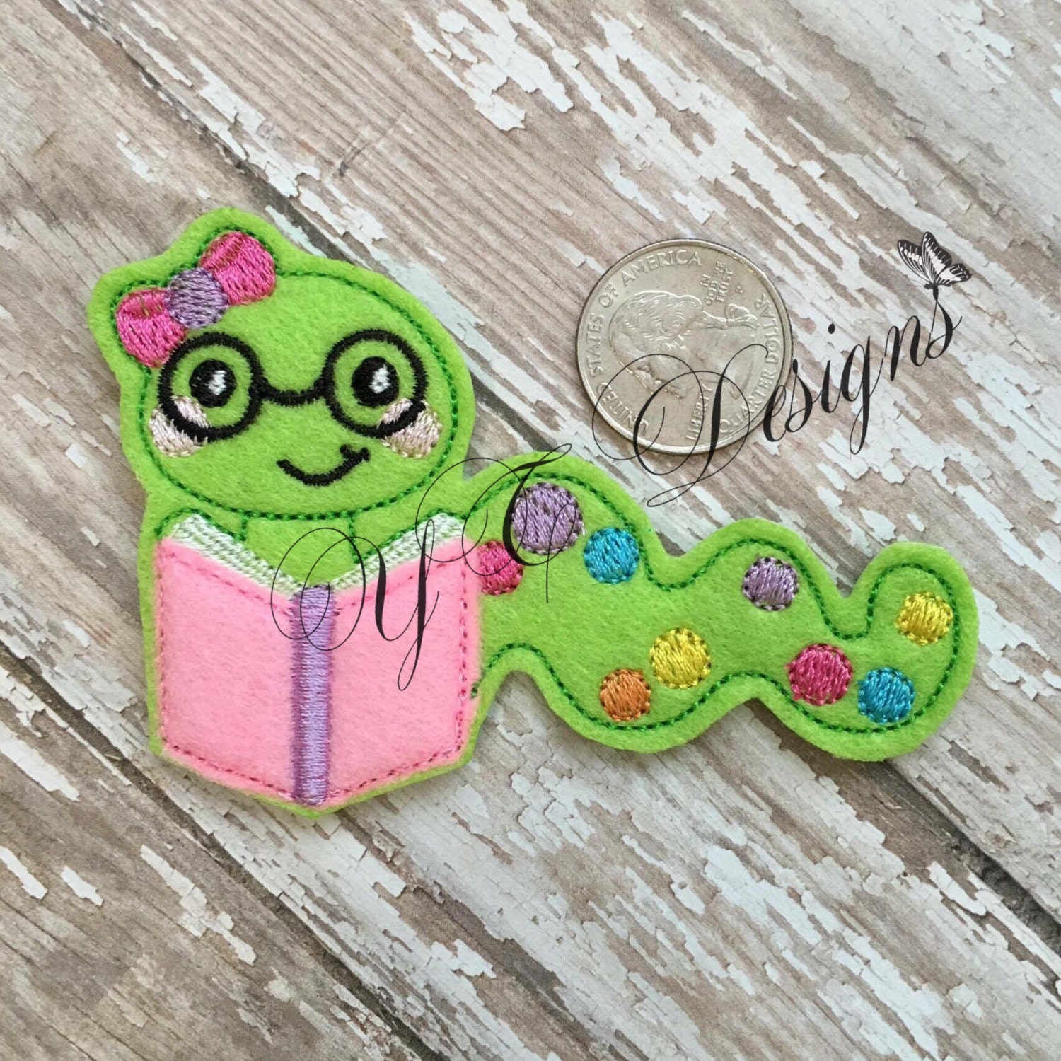 Bookworm Feltie M2M Back to School Feltie Embroidery File | Etsy