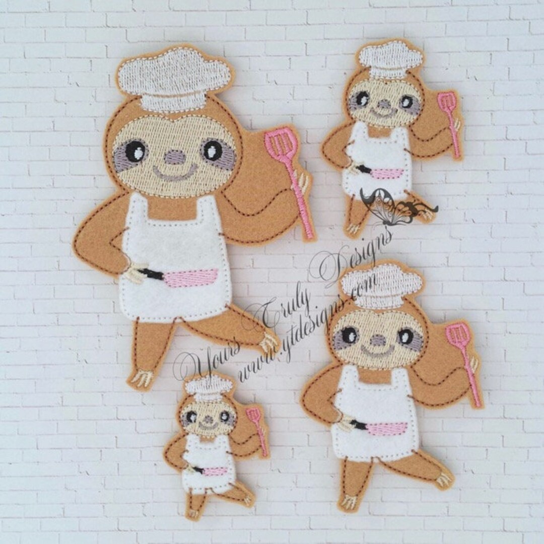 Sloth Baking Planner Cooking Sloth Feltie EMBROIDERY FILE - Etsy