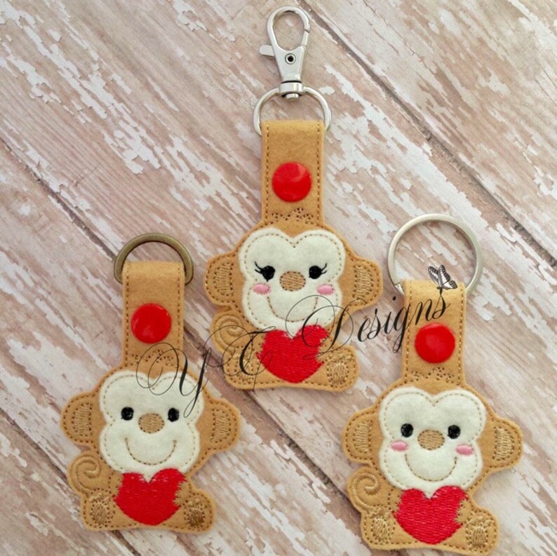 Monkey Love Key Fob EMBROIDERY FILE - Etsy