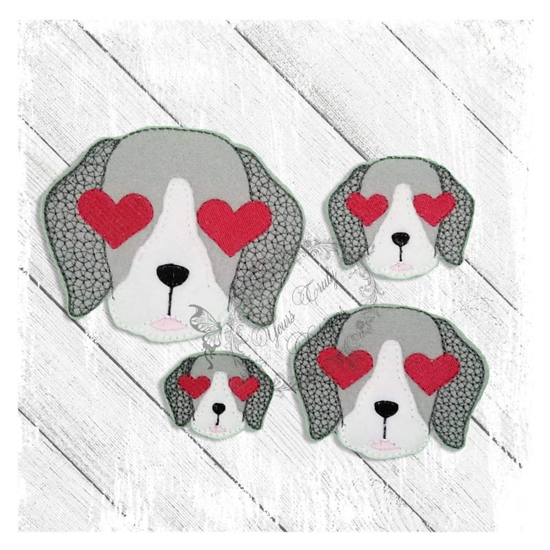 Heart Eyes Dog Feltie Machine Embroidery File - Etsy