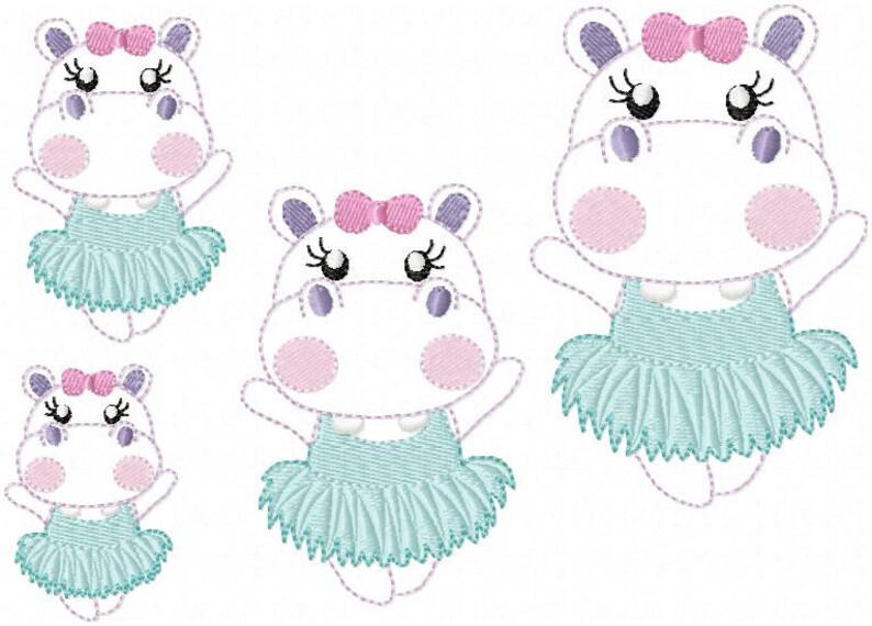 Ballerina Feltie Hippo Feltie Embroidery File - Etsy