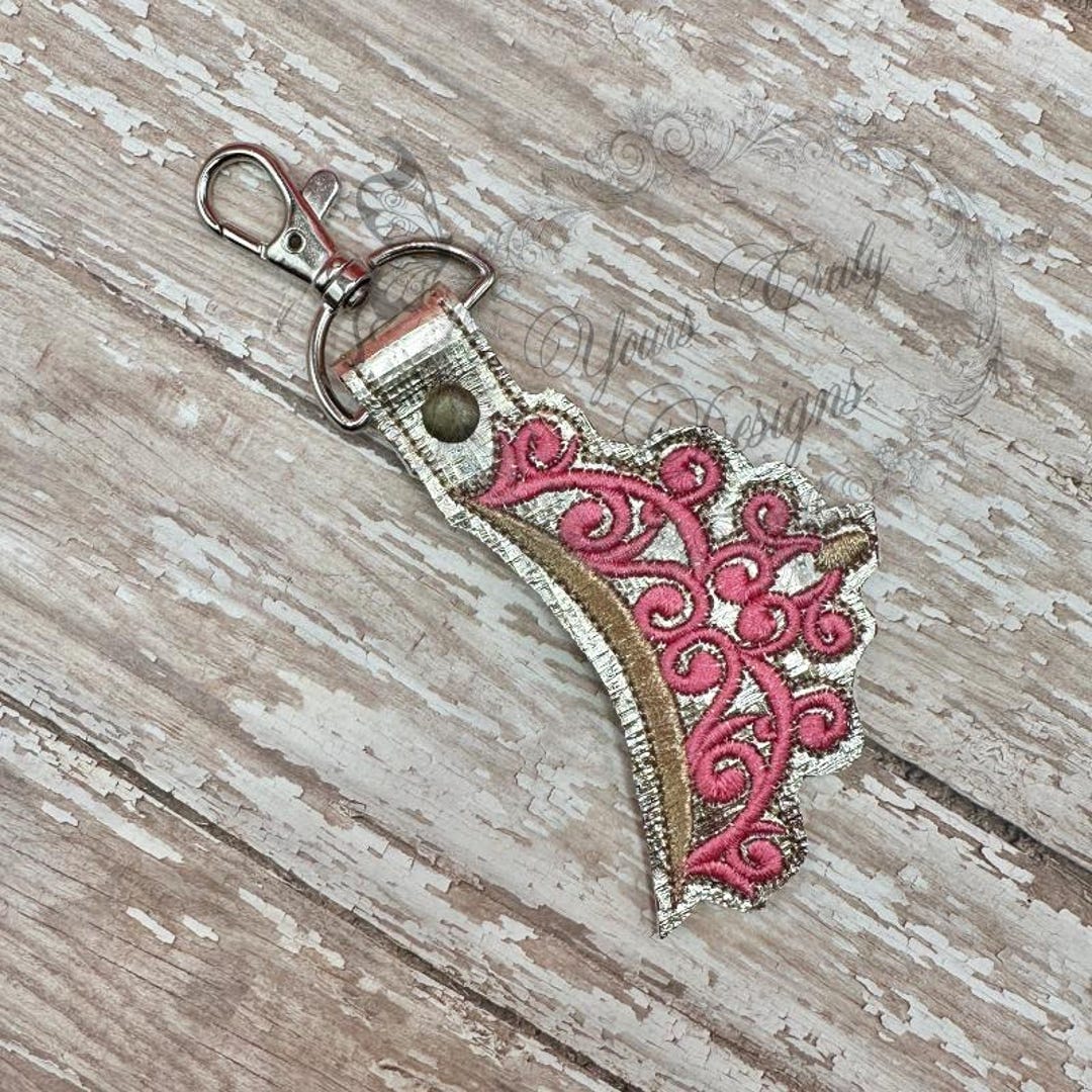 Crown Key Fob Horizontal Tab Princess Key Fob EMBROIDERY FILE - Etsy
