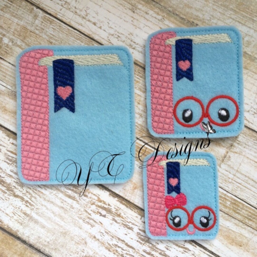 Kawaii Book Feltie Back to School Feltie Text Book Nerdy Embroidery ...