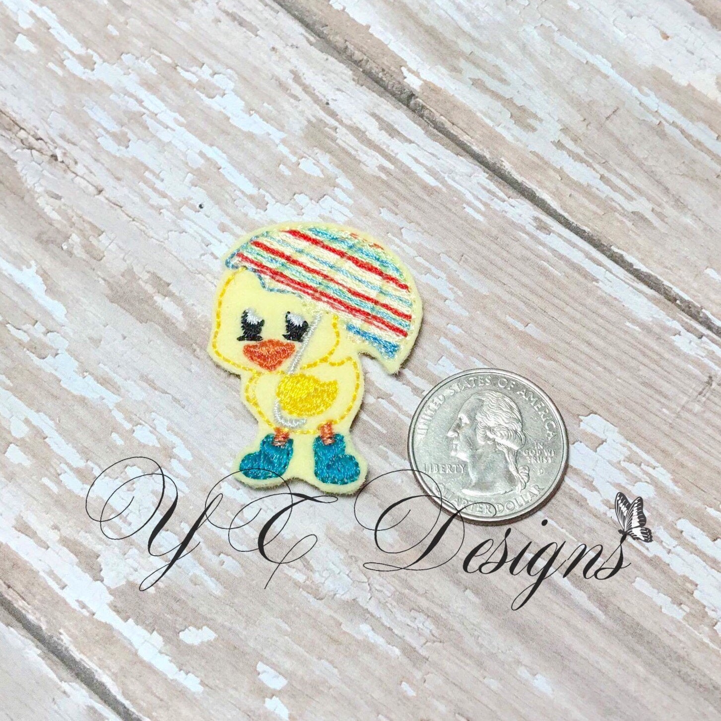 Duck Feltie Spring Duck with Umbrella Feltie Embroidery File | Etsy
