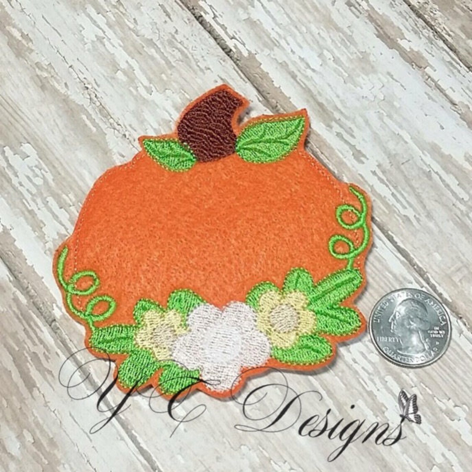 Floral Pumpkin Feltie Pumpkin Feltie Embroidery File - Etsy